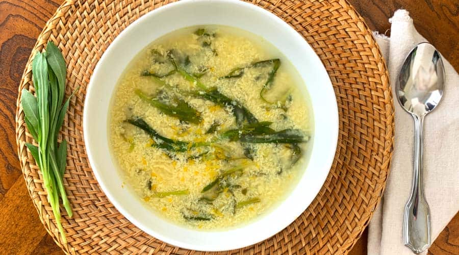 Stracciatella, Italian egg drop soup with stridolo (aka sculpit ...